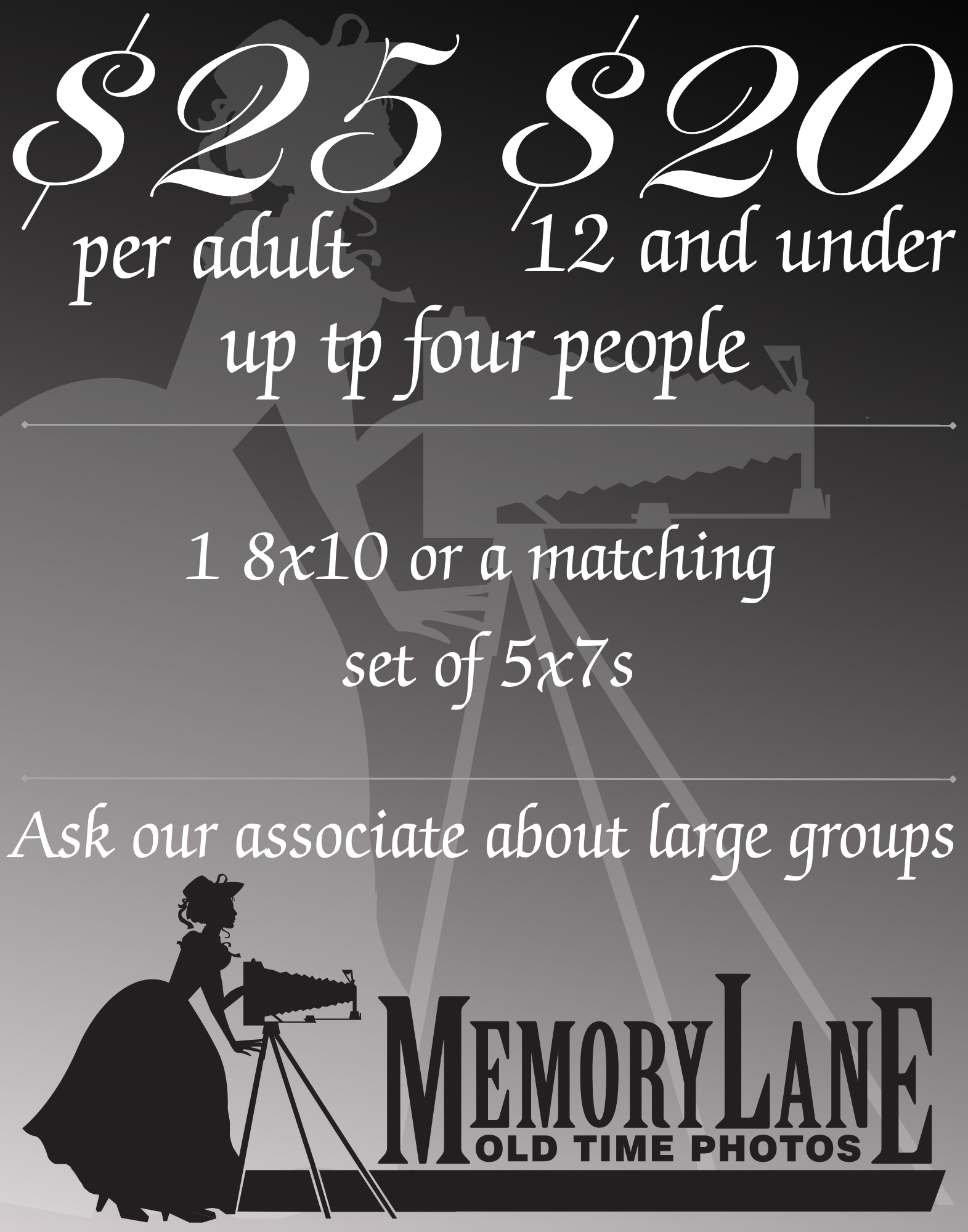 Price List — Memory Lane Old Time Photos