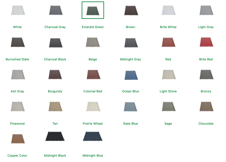 Premium Pro Rib Standing Seam Metal Roofing Colors — Storage Sheds MN ...