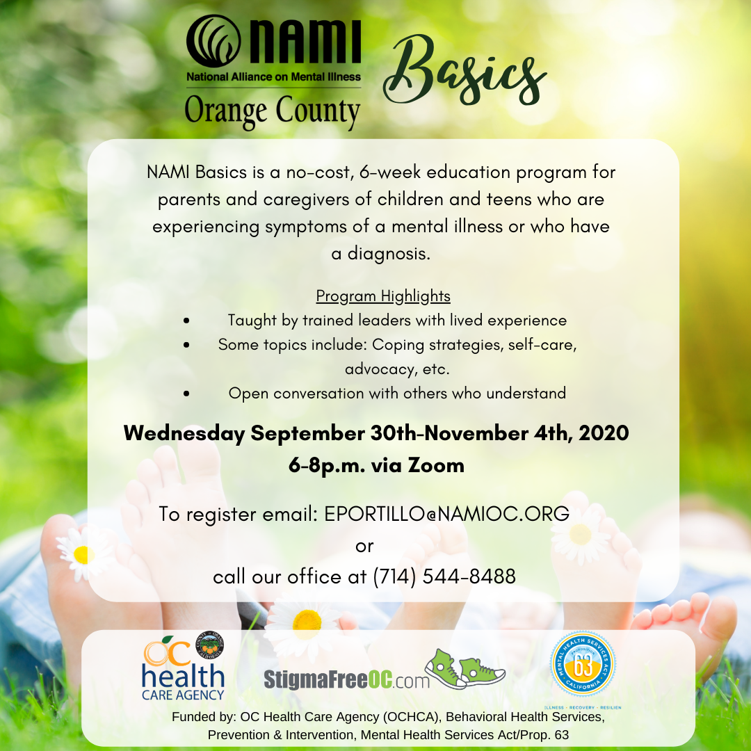 NAMI BASICS Class Series - Wed, Sept 30 - Nov 4, 6-8pm — NAMI Orange County