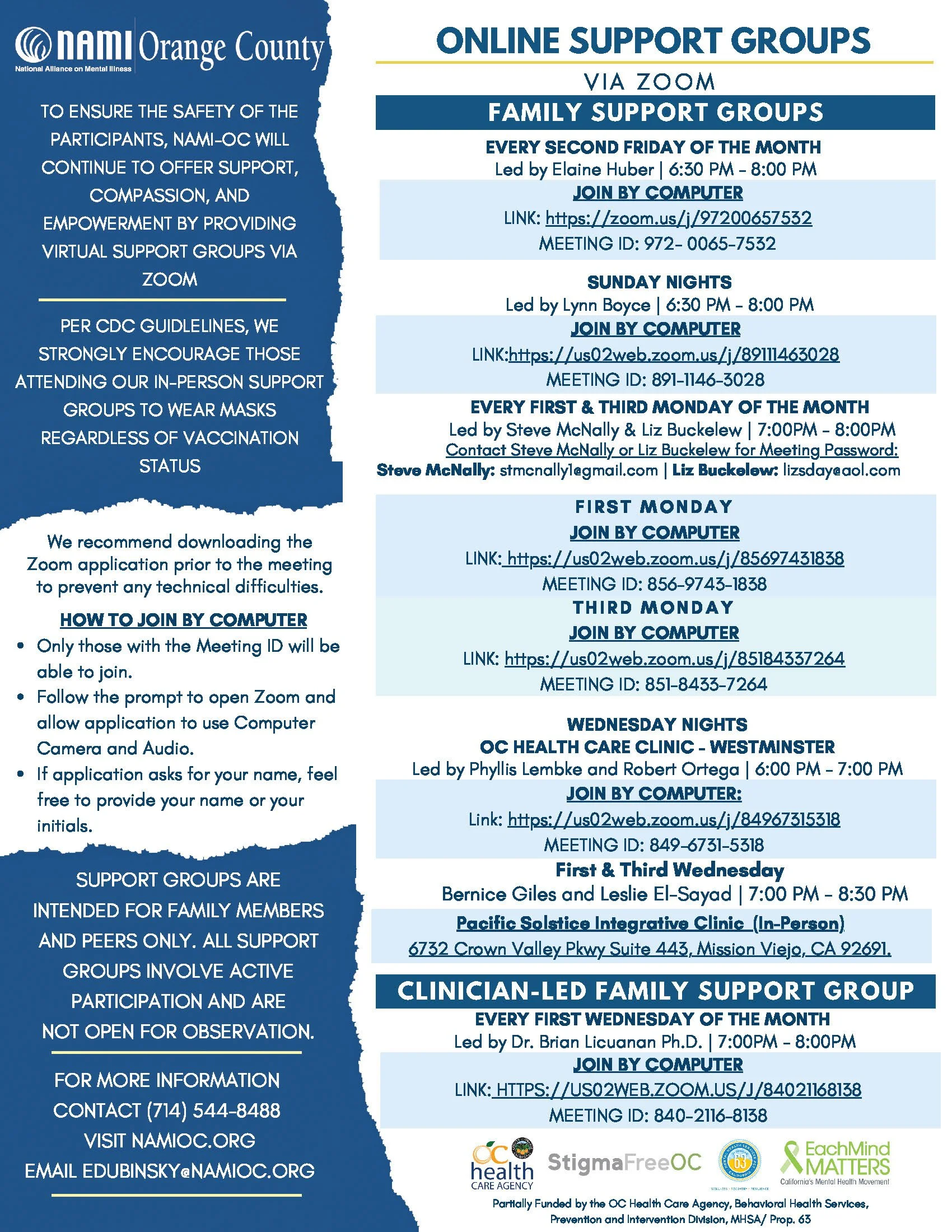 NAMI-OC Support Group - Jan/Feb, Sundays, 6:30-8PM via ZOOM — NAMI Orange County