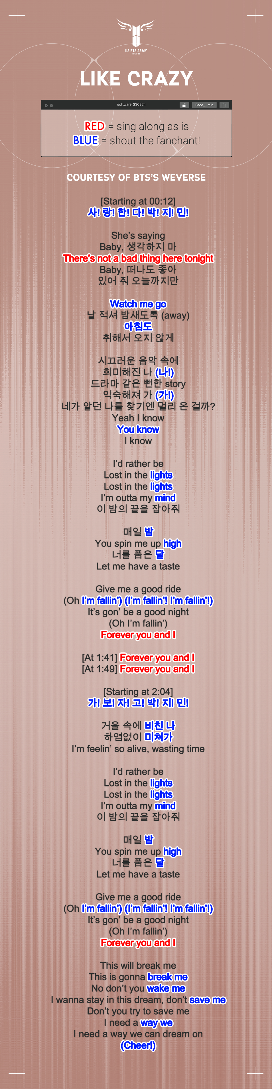 Official 'Like Crazy' Fanchant — US BTS ARMY