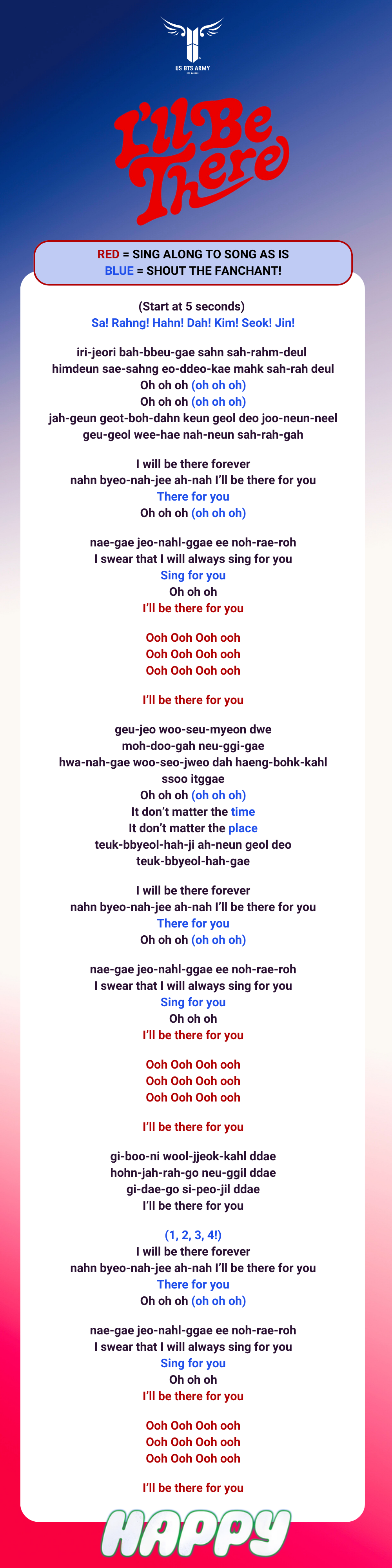 Official "I'll Be There" Fanchant — US BTS ARMY