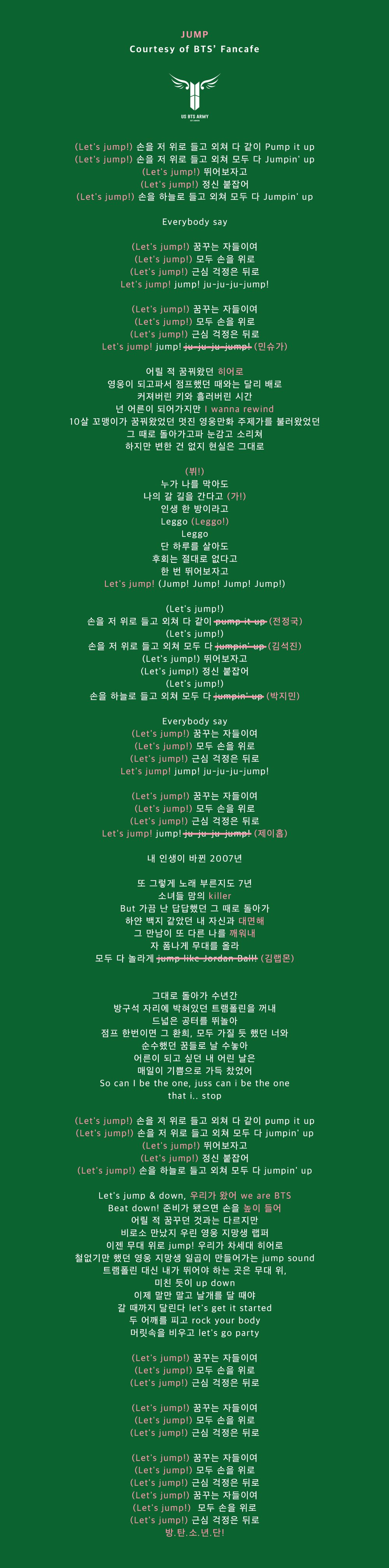 Official 'JUMP' Fanchant — US BTS ARMY