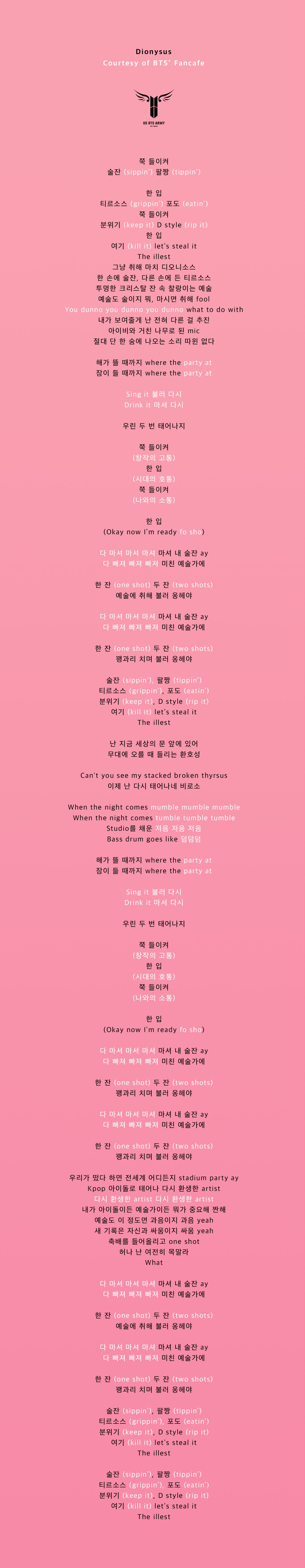 Official "Dionysus" Fanchant — US BTS ARMY