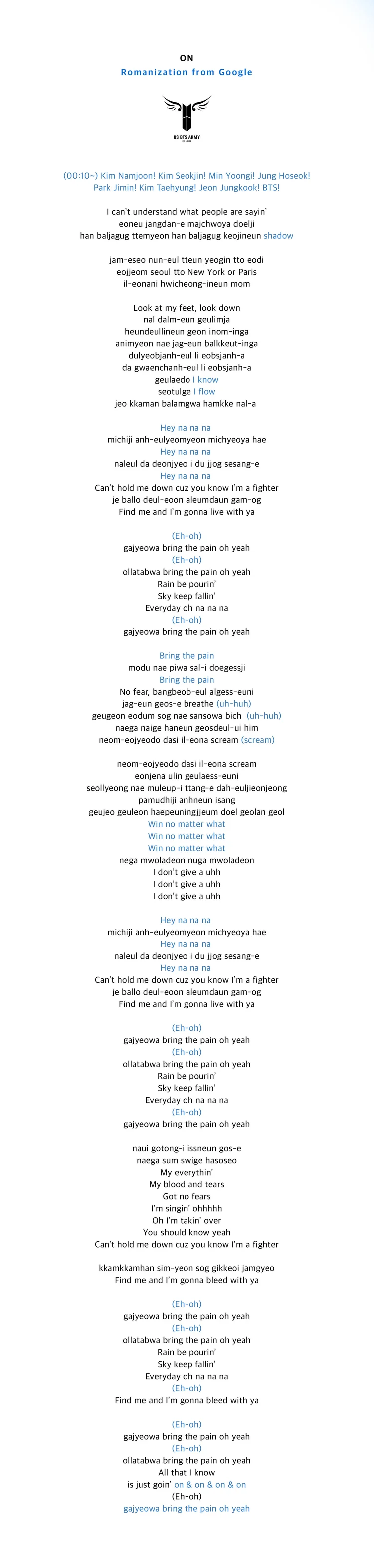 Official 'ON' Fanchant — US BTS ARMY