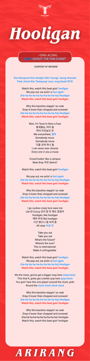 Official "Hooligan" Fanchant — US BTS ARMY