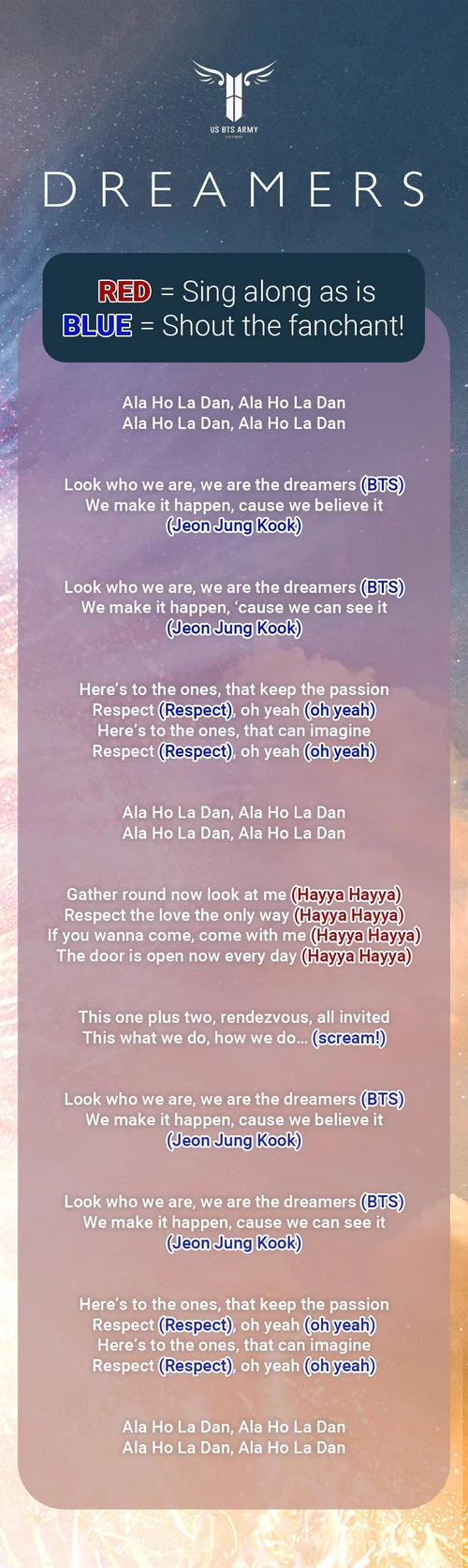 Official "Dreamers" Fanchant — US BTS ARMY