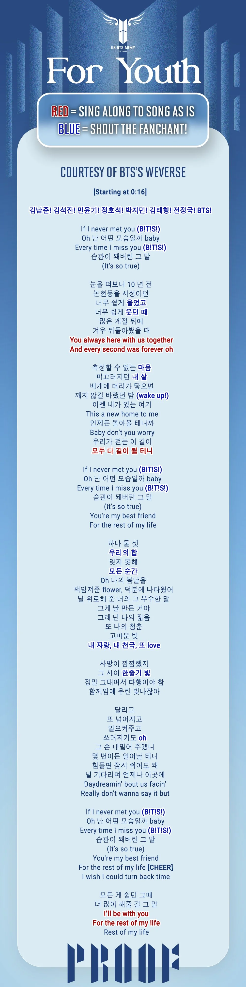 Official "For Youth" Fanchant — US BTS ARMY