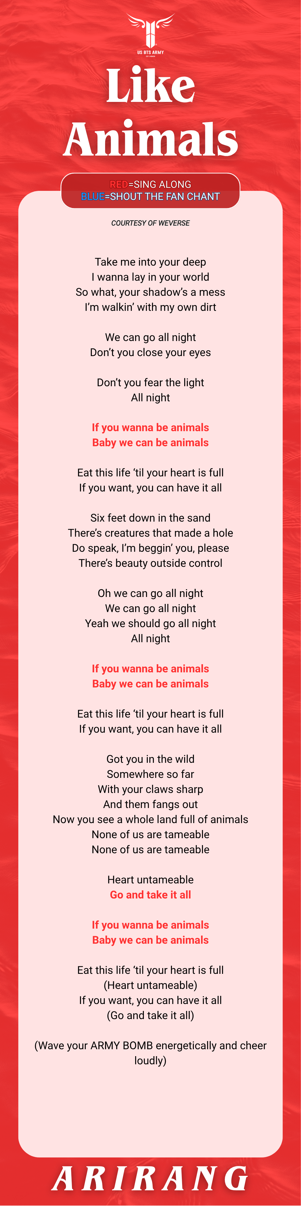 Official "Like Animals" Fanchant — US BTS ARMY