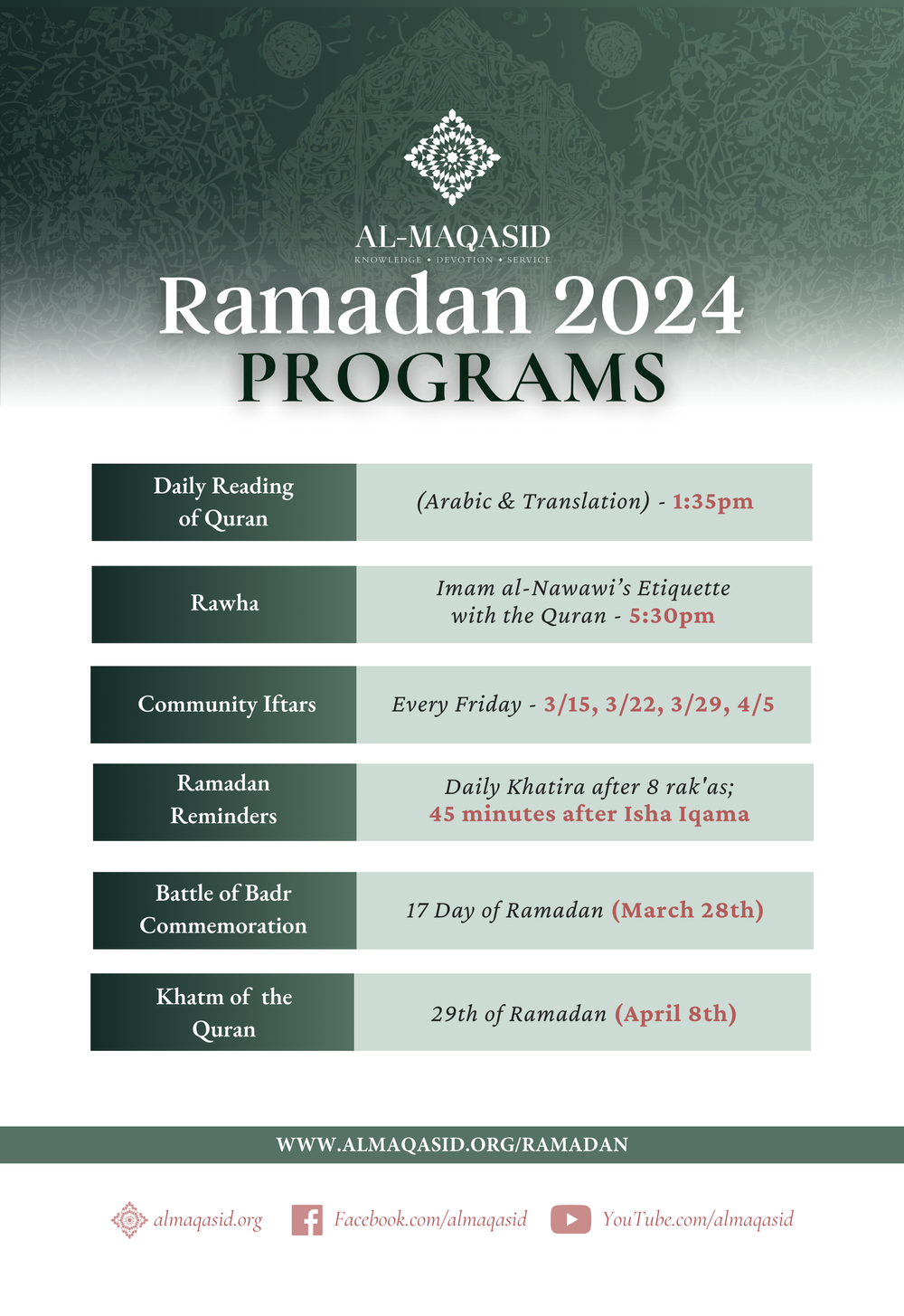 Ramadan Programs — Al-Maqasid