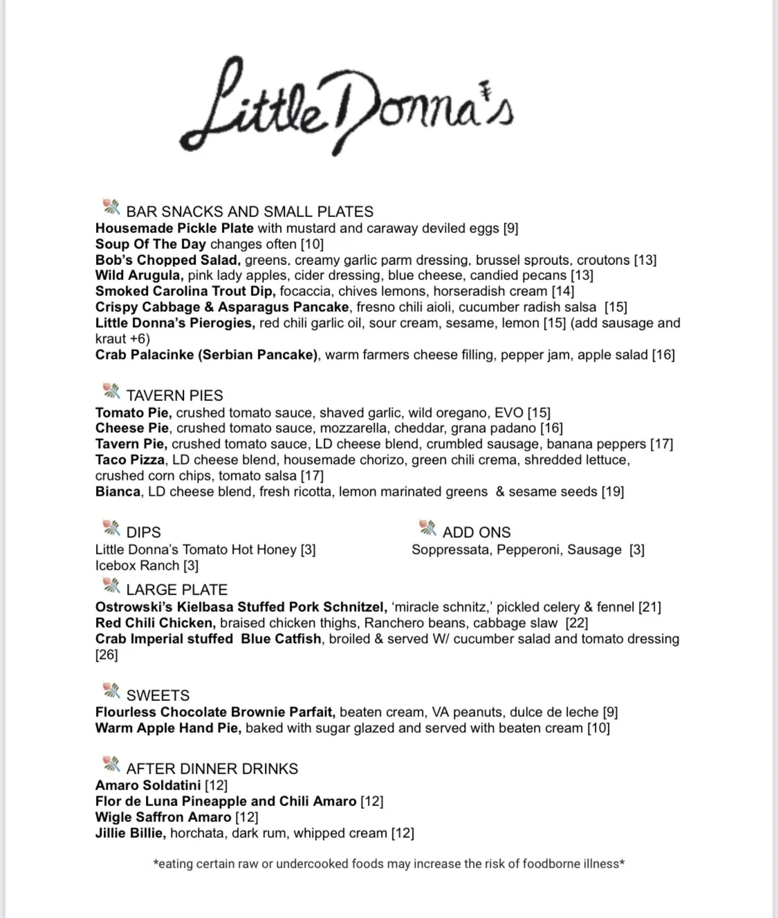 Menus — Little Donna's
