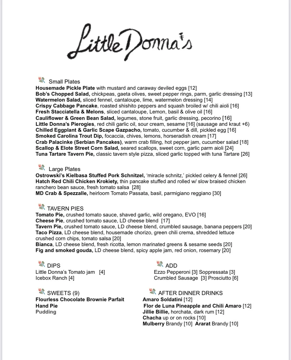 Menus — Little Donna's