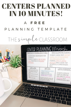 How to Plan a Month of Centers in 10 Minutes | FREE Planning Template ...