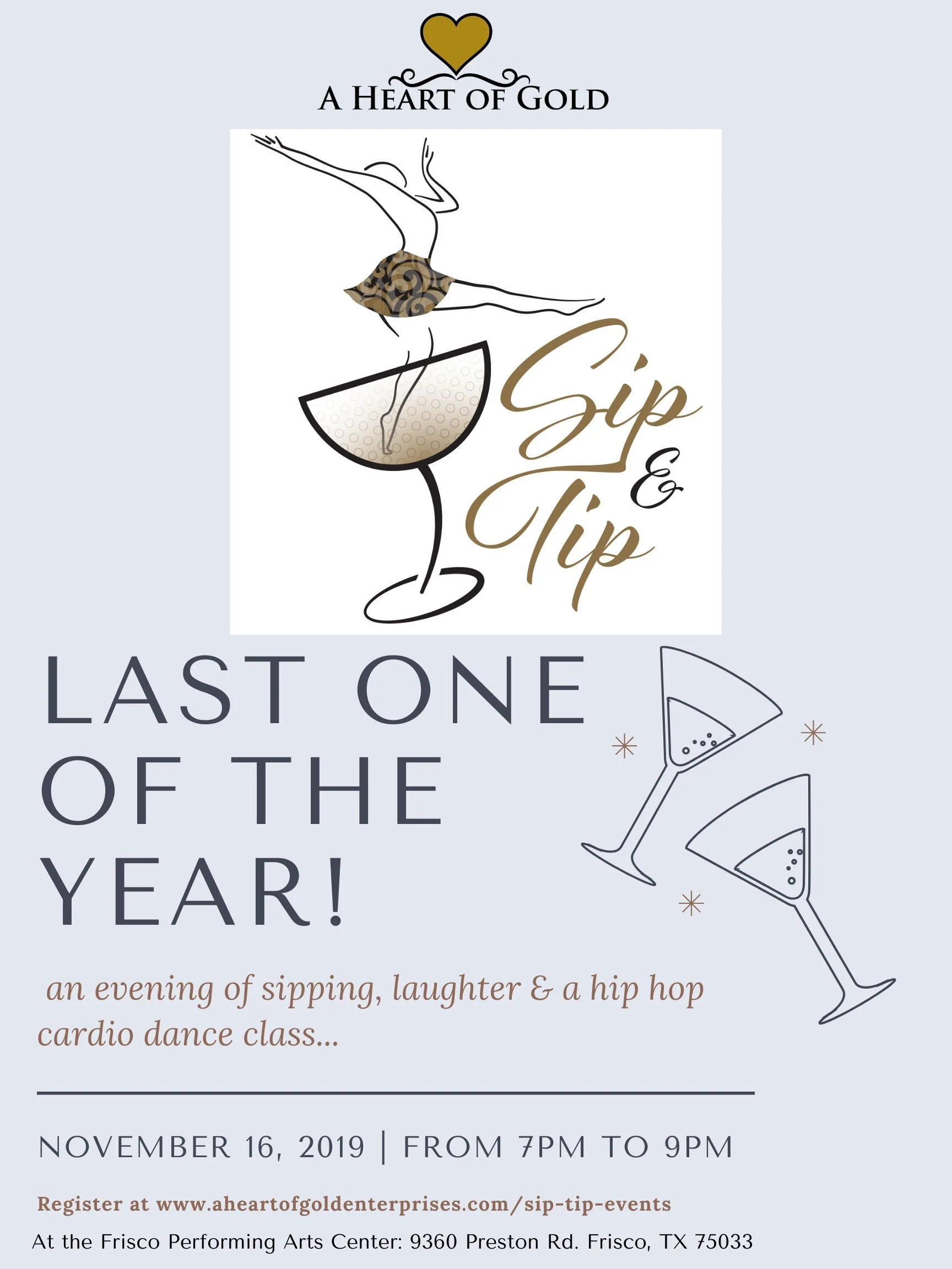 Sip & Tip Events — A Heart of Gold Dance