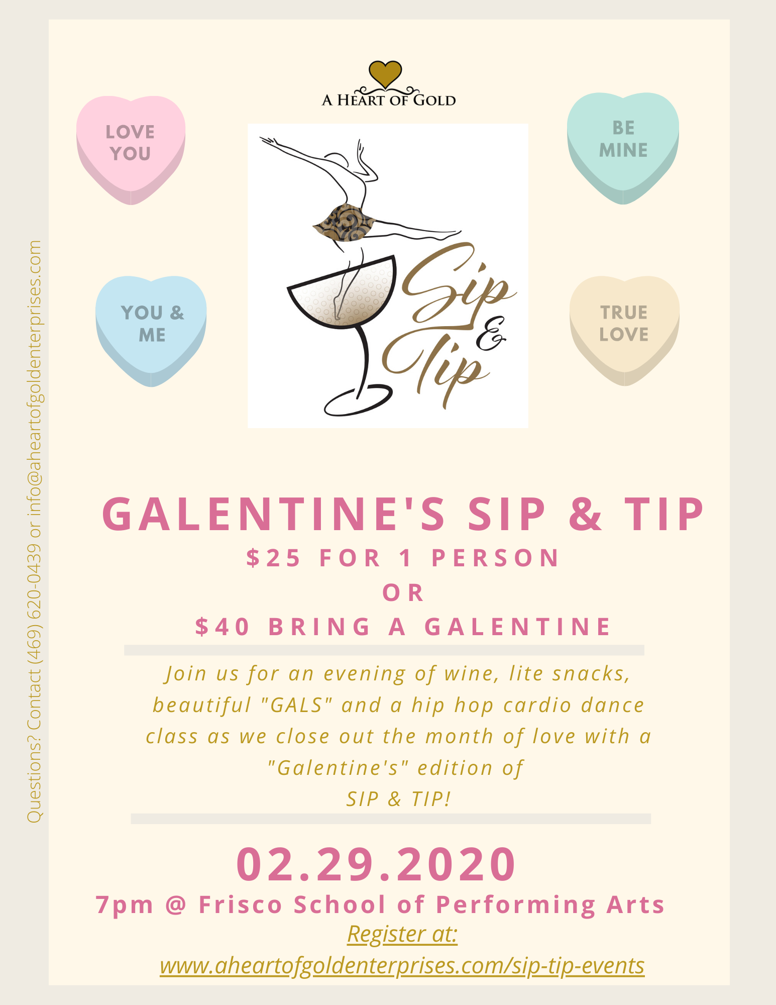 Sip & Tip Events — A Heart of Gold Dance