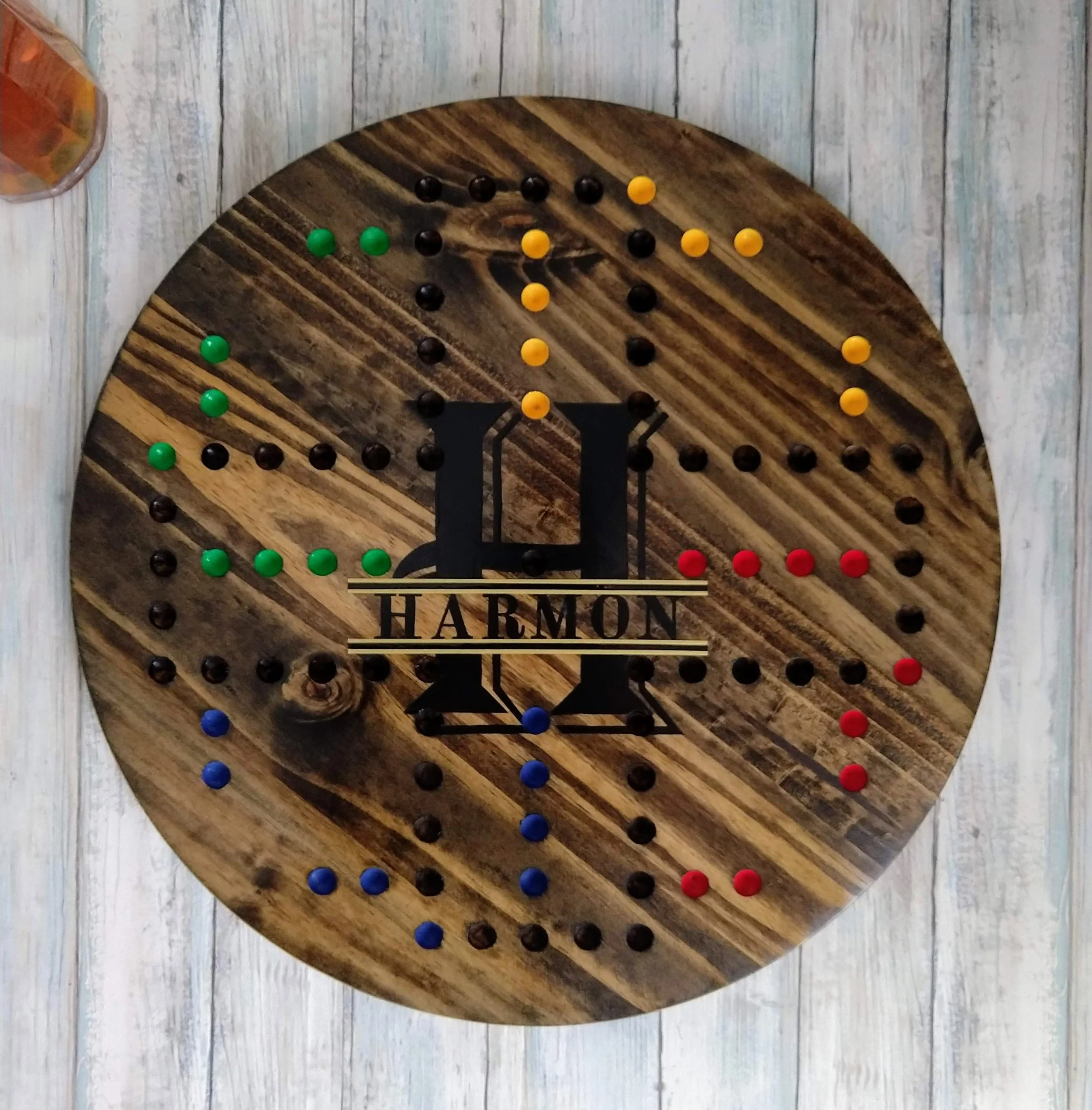 Classic 4 player square Wahoo game board in Cherry Wood stain — CHRIS'N ...