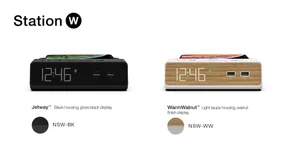 Modern Hotel Alarm Clock with Dual USB Outlets and Qi Wireless Charging ...