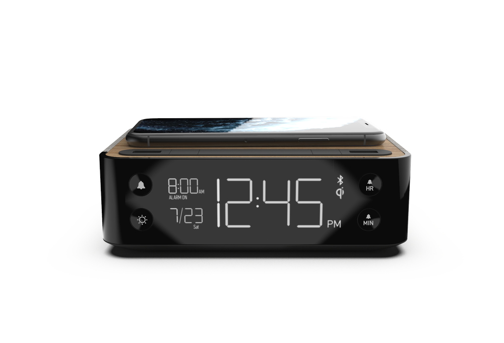 Modern Hotel Alarm Clock with 2x USB (Now with USB-C) Qi Wireless ...