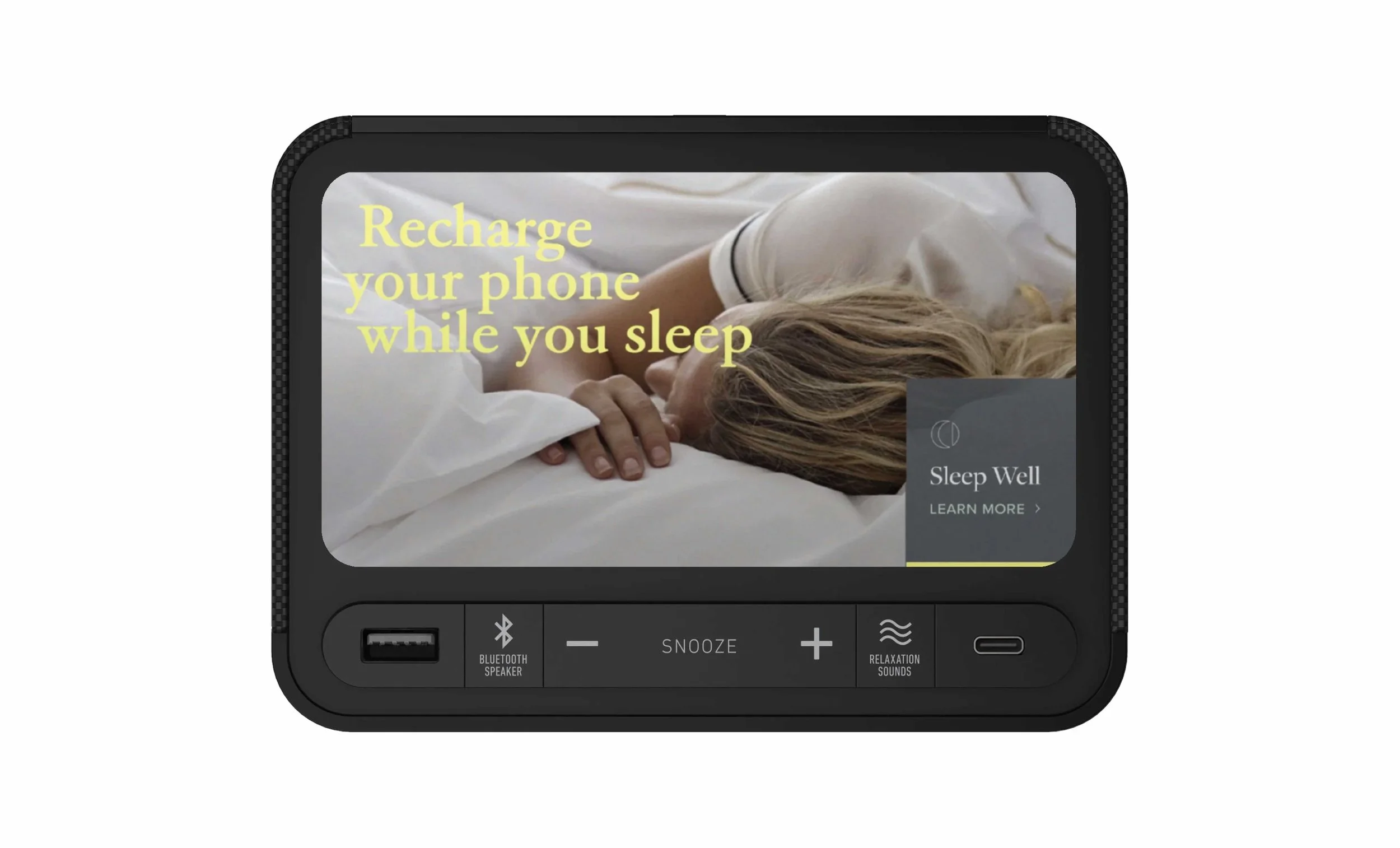 Modern Hotel Alarm Clock with 2x USB (Now with USB-C) Qi Wireless ...