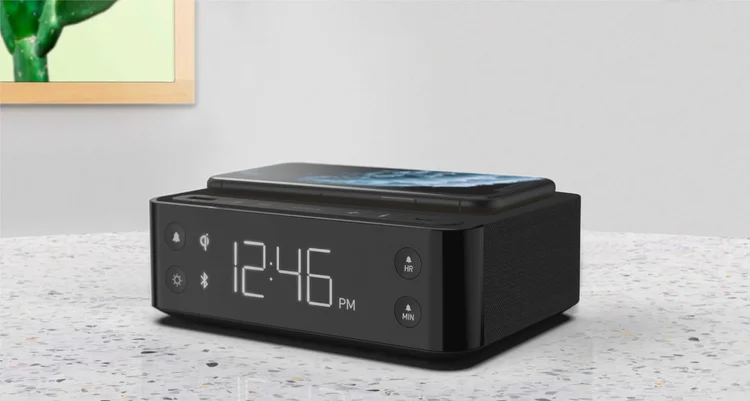 Modern Hotel Alarm Clock with 2x USB (Now with USB-C) Qi Wireless ...