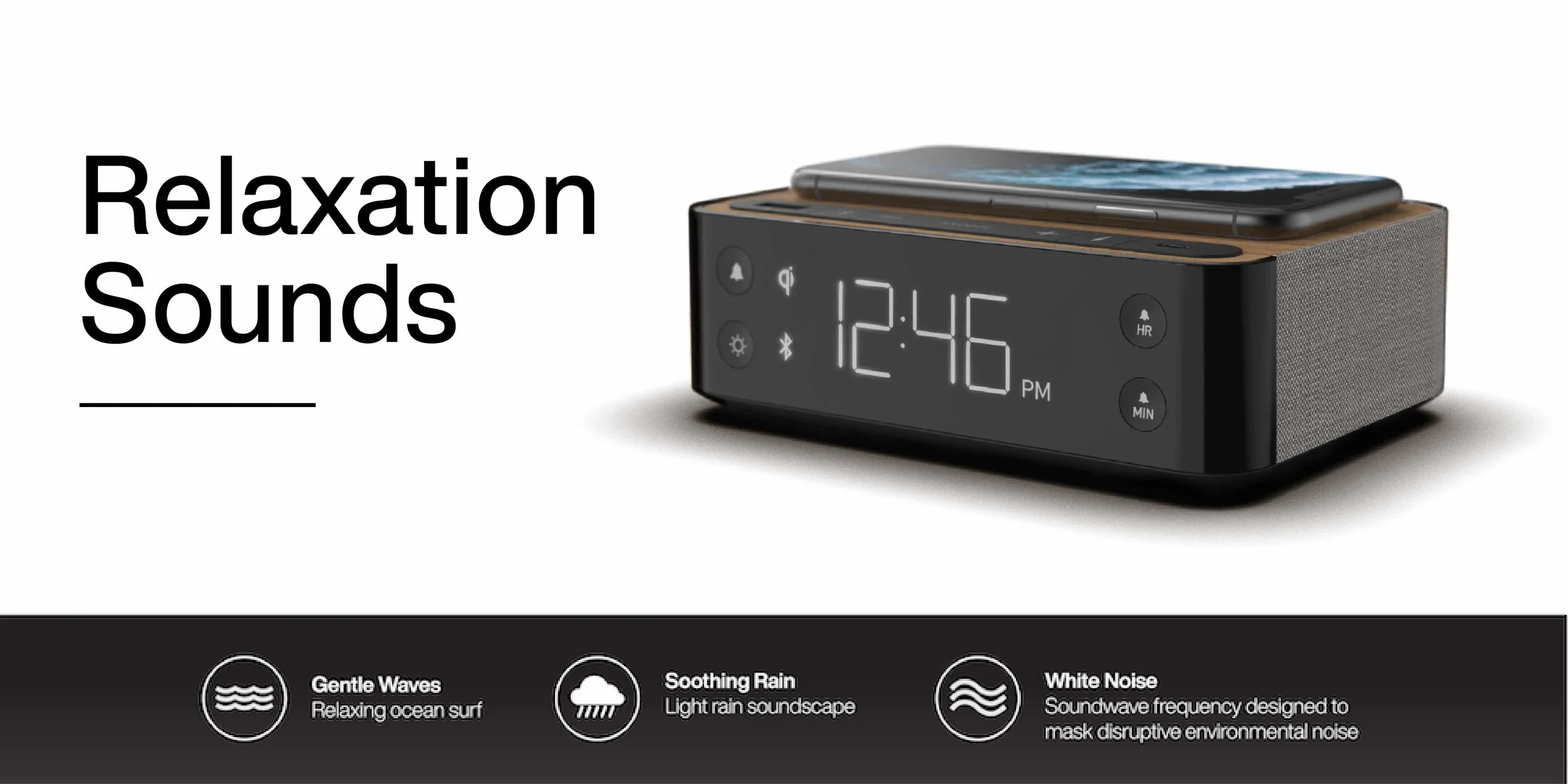 Modern Hotel Alarm Clock with 2x USB (Now with USB-C) Qi Wireless ...