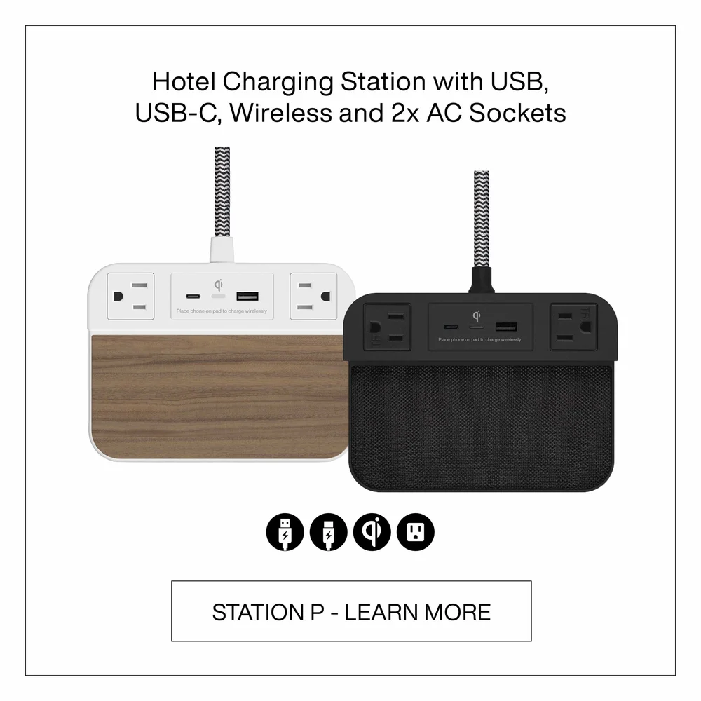 Hotel Charging Stations with USB, USB-C, and Wireless Charging ...