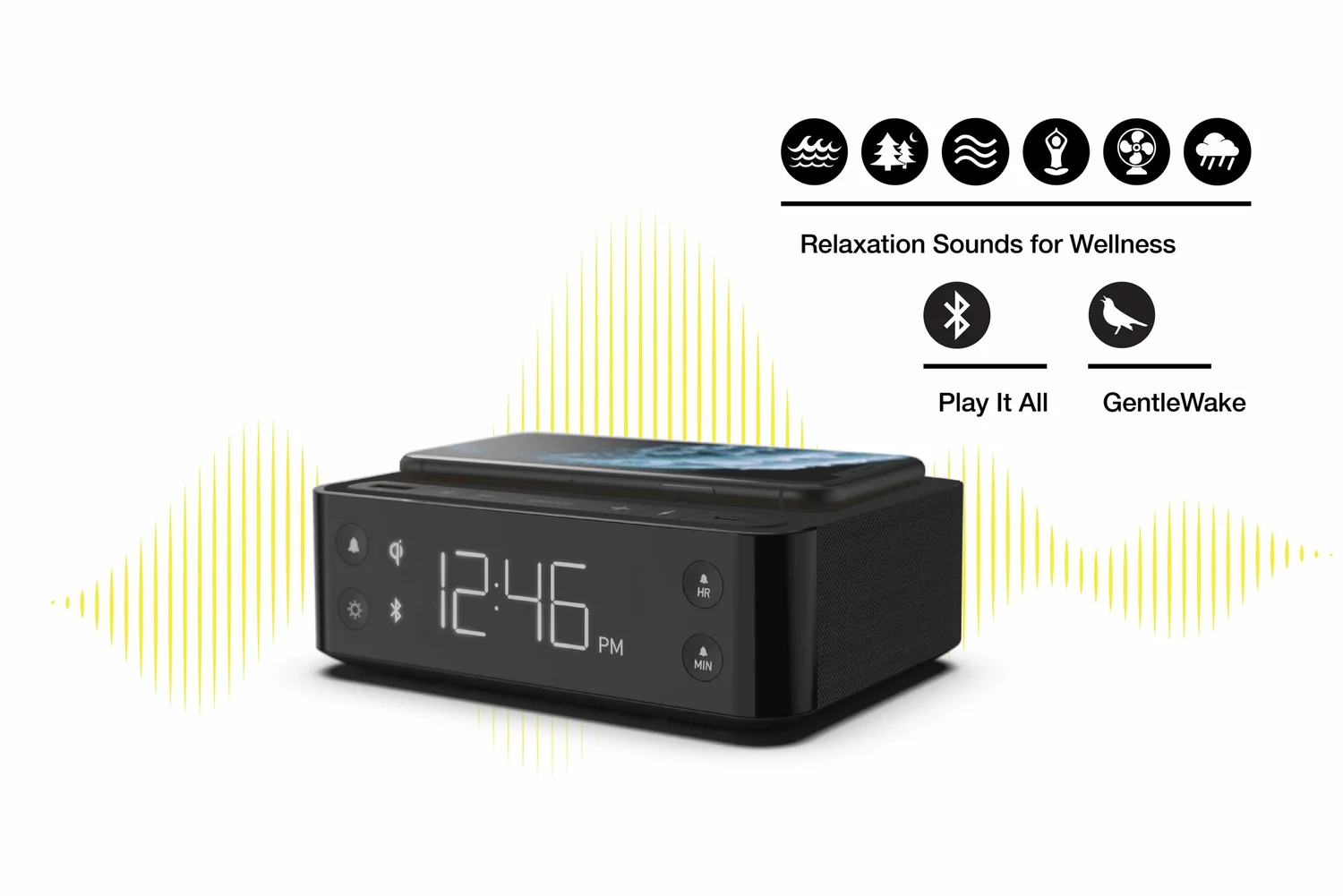 Modern Hotel Alarm Clock with 2x USB (Now with USB-C) Qi Wireless ...