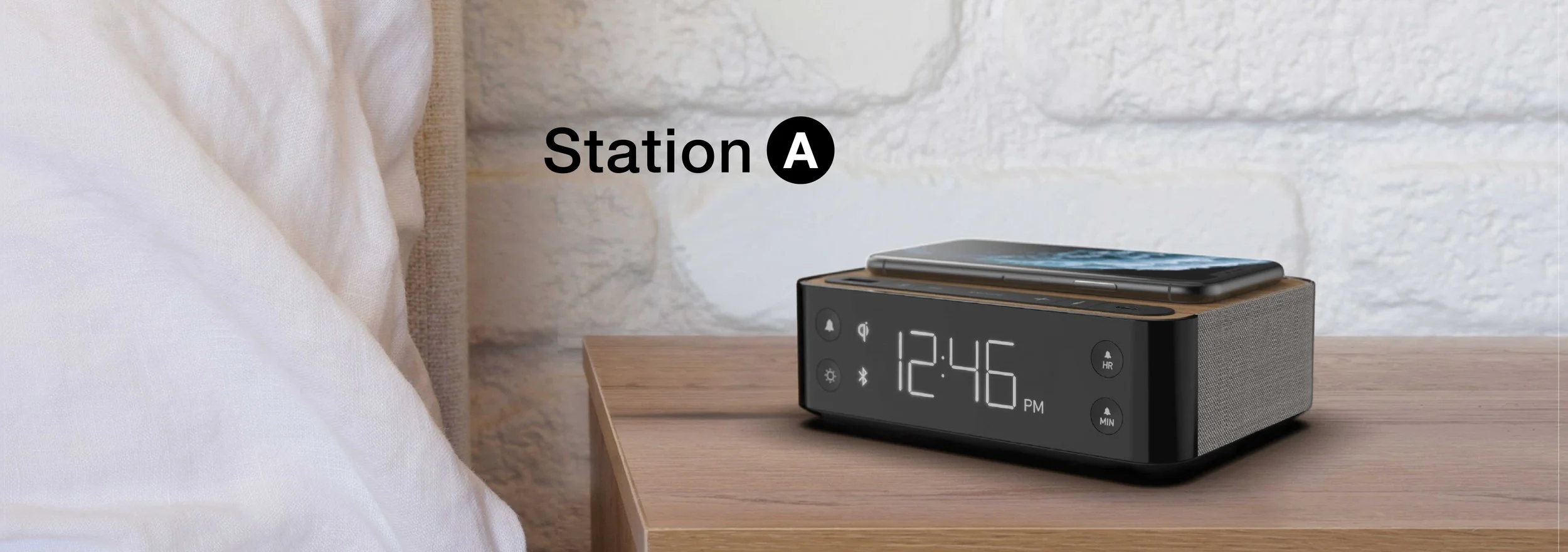 Modern Hotel Alarm Clock with 2x USB (Now with USB-C) Qi Wireless ...