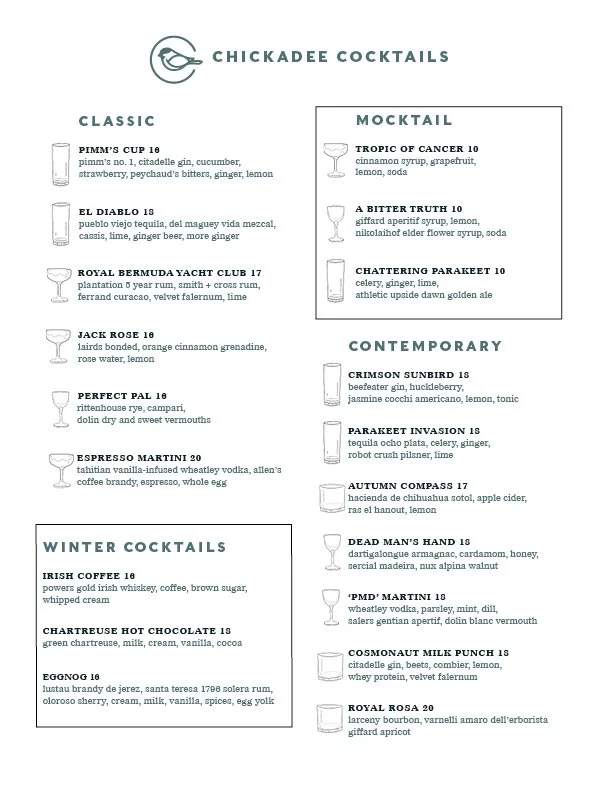 Cocktails — CHICKADEE