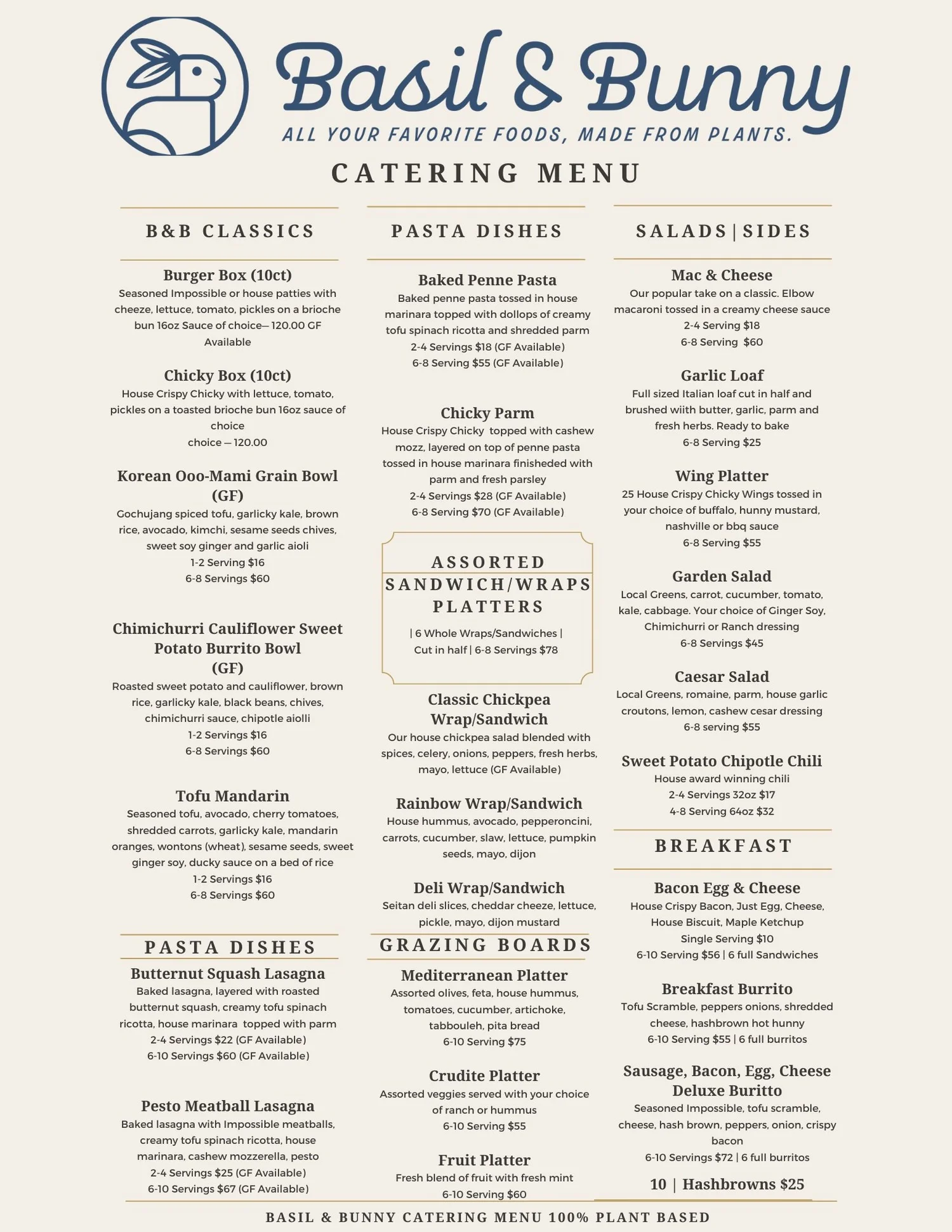 Catering — Basil & Bunny