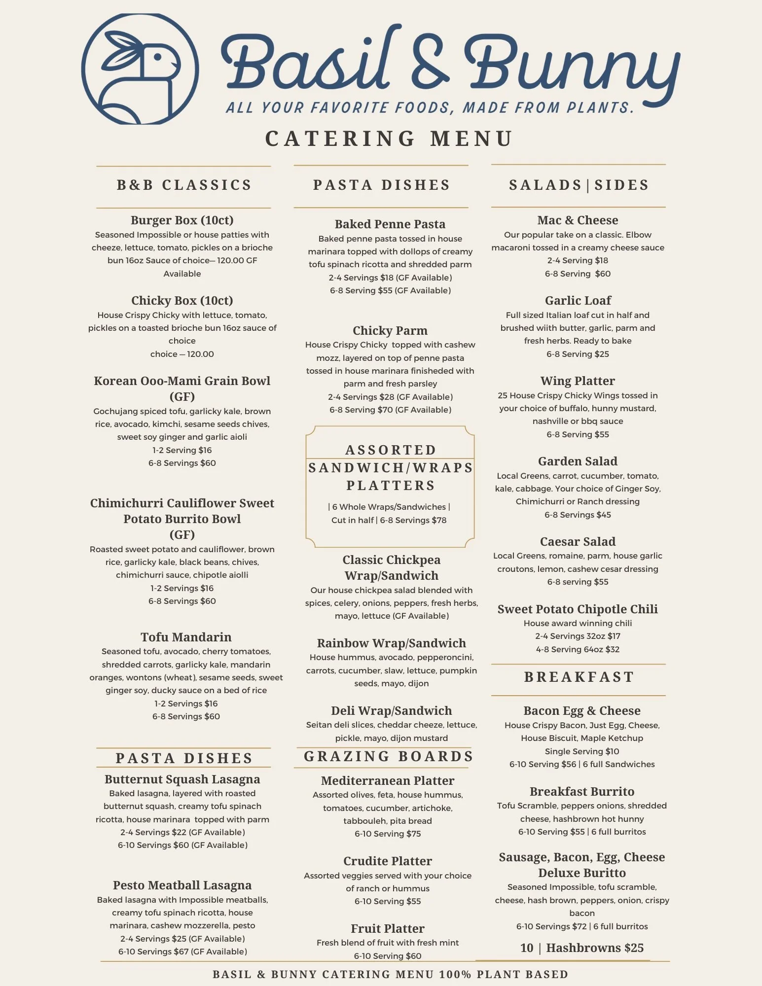 Catering — Basil & Bunny