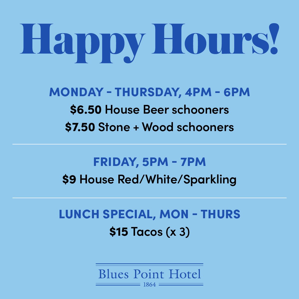 Whats on — Blues Point Hotel