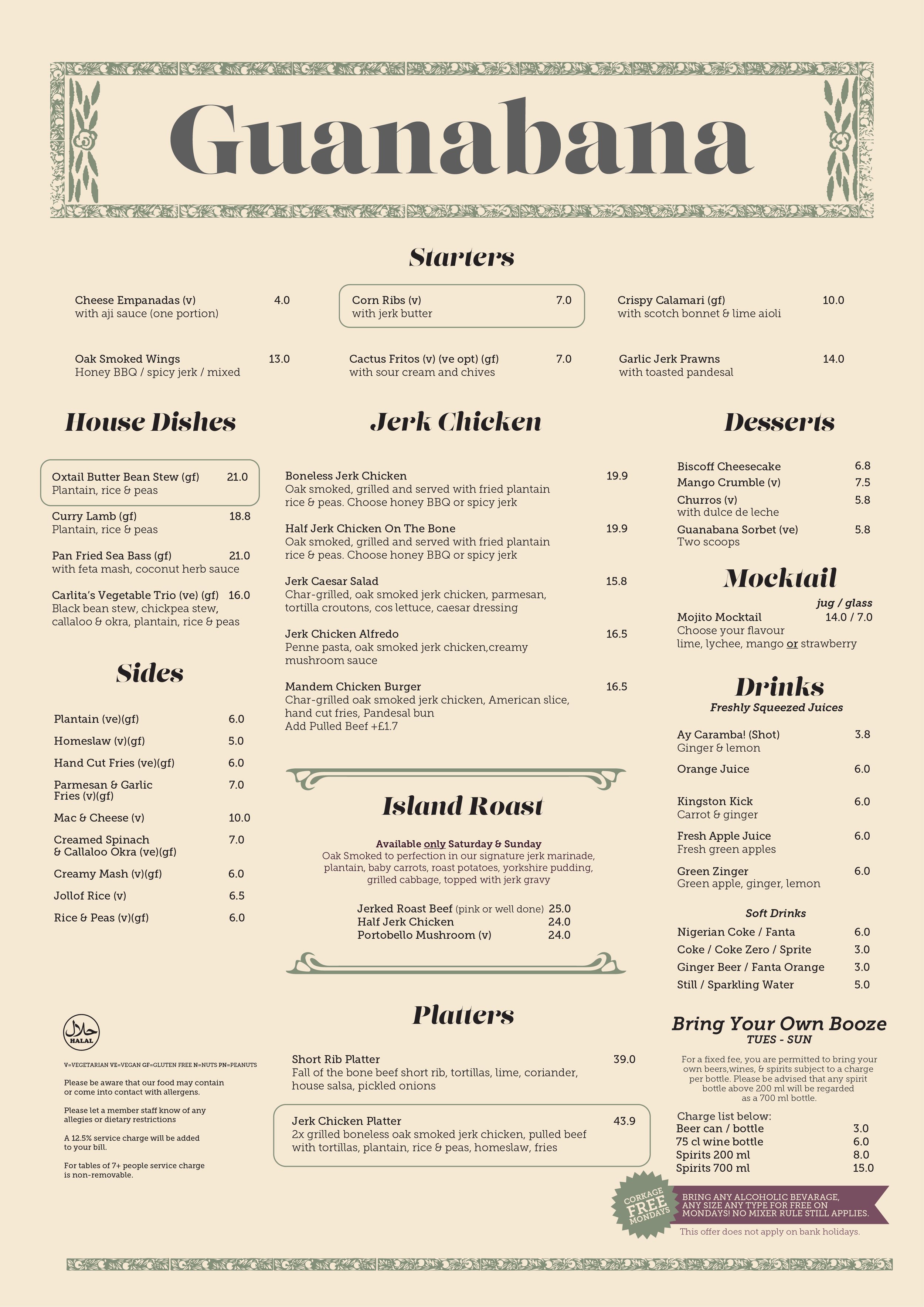 Menu — Guanabana Restaurant