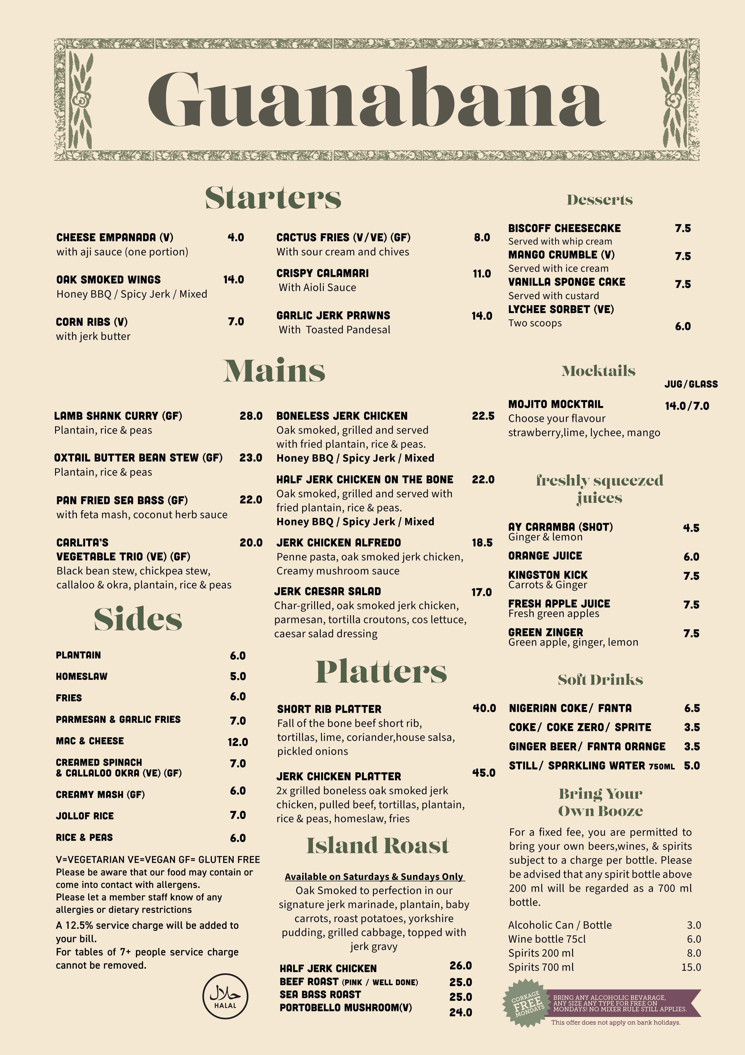 Menu — Guanabana Restaurant