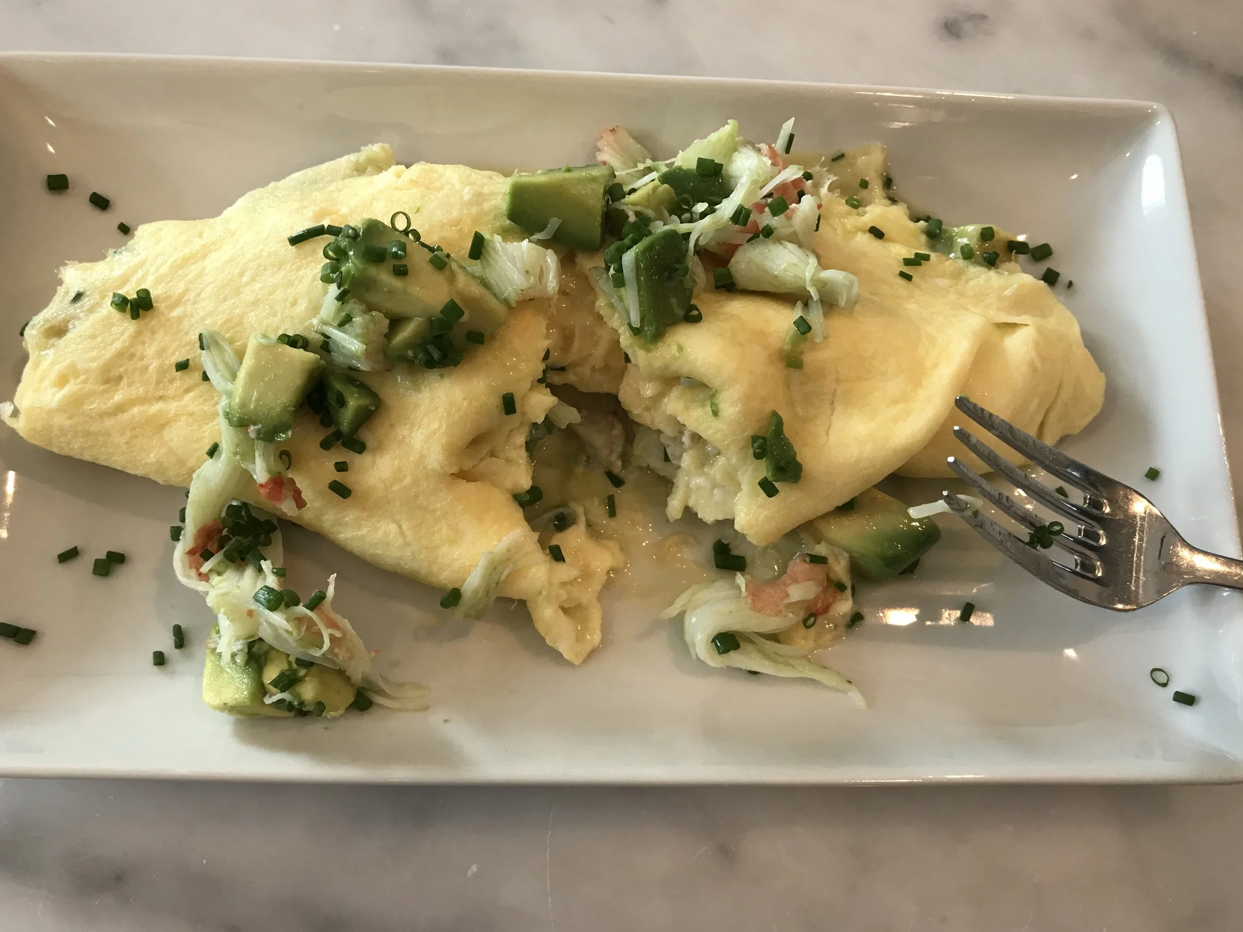 Crab, Avocado, and Chive Omelette — Vines to Tines