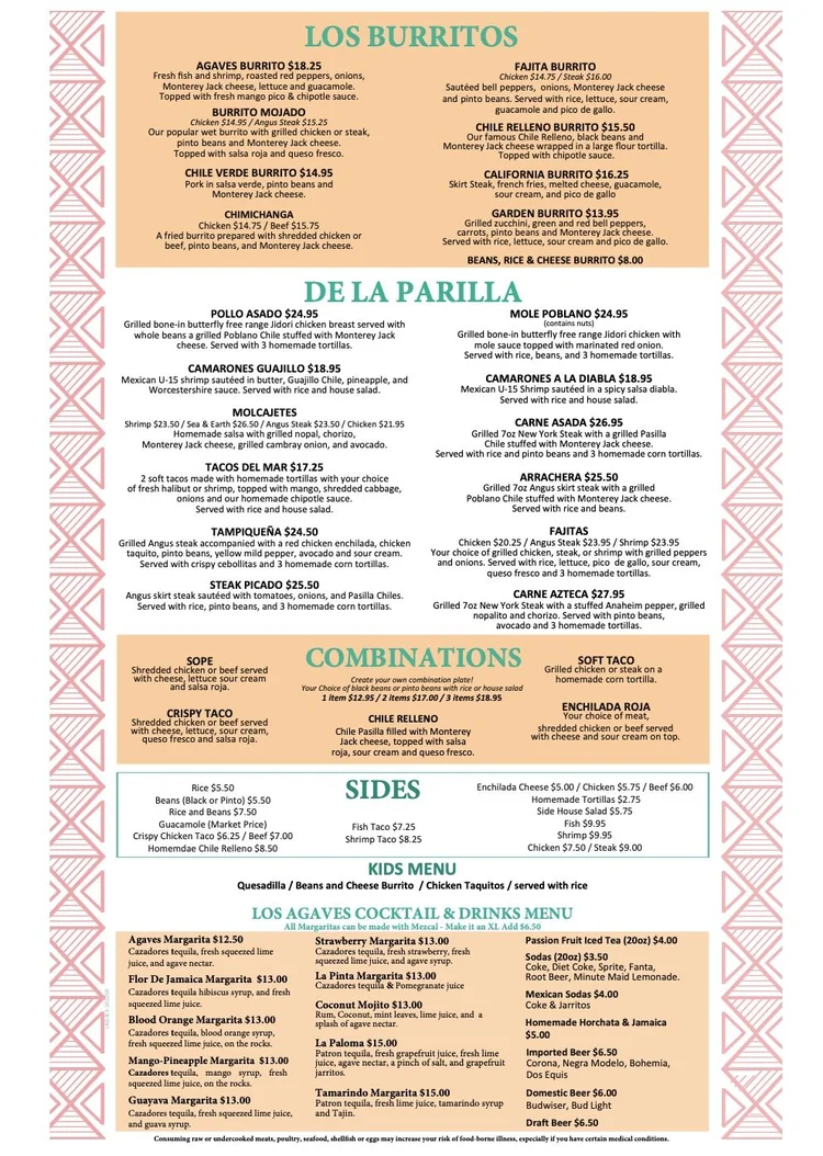 Santa Barbara Menu | Los Agaves Mexican Restaurant