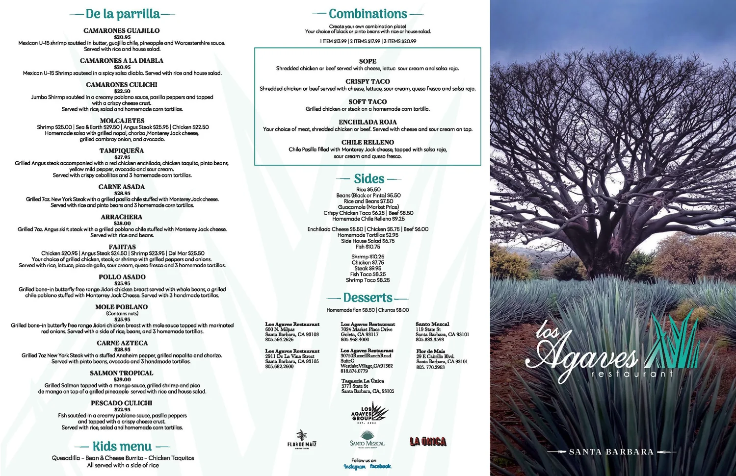 Santa Barbara Menu | Los Agaves Mexican Restaurant
