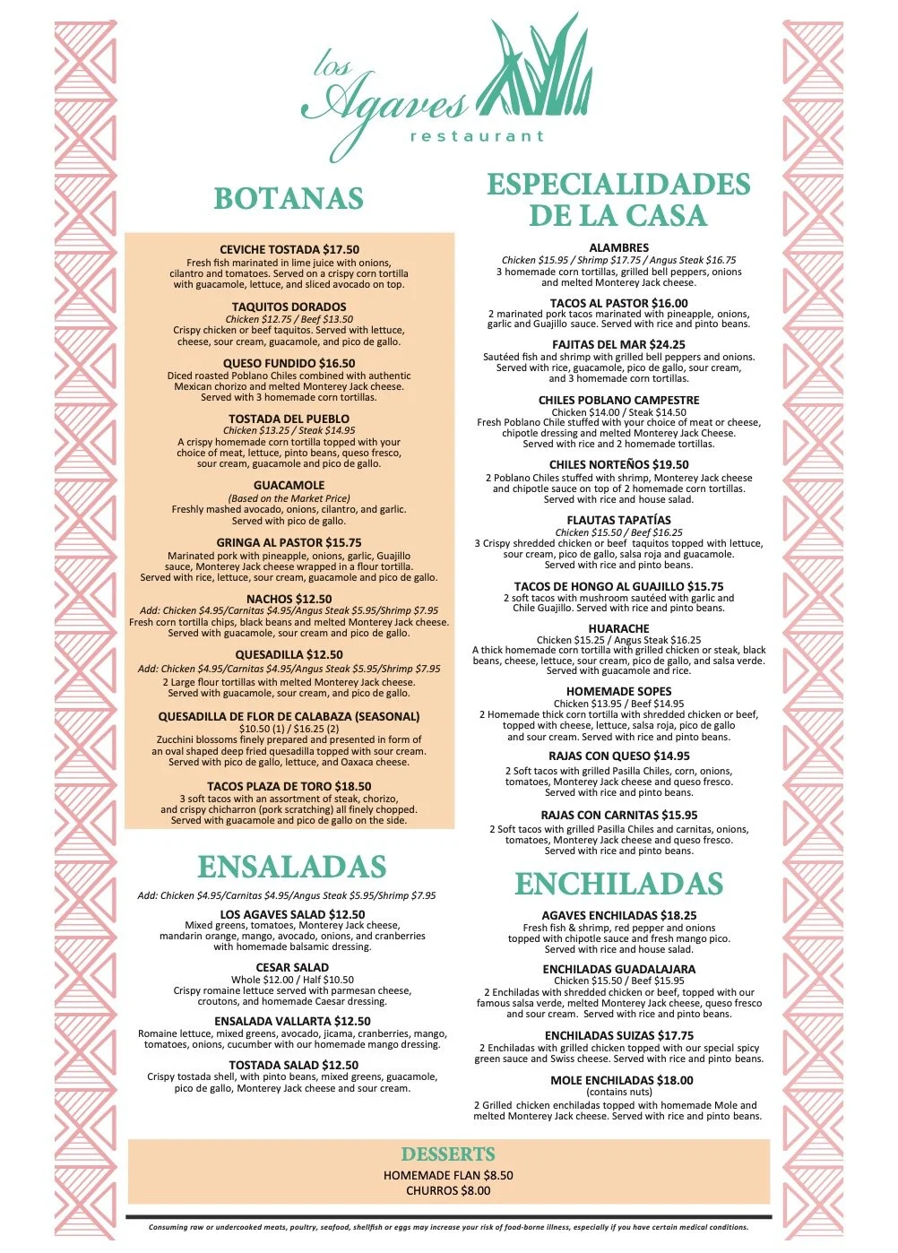 Santa Barbara Menu | Los Agaves Mexican Restaurant