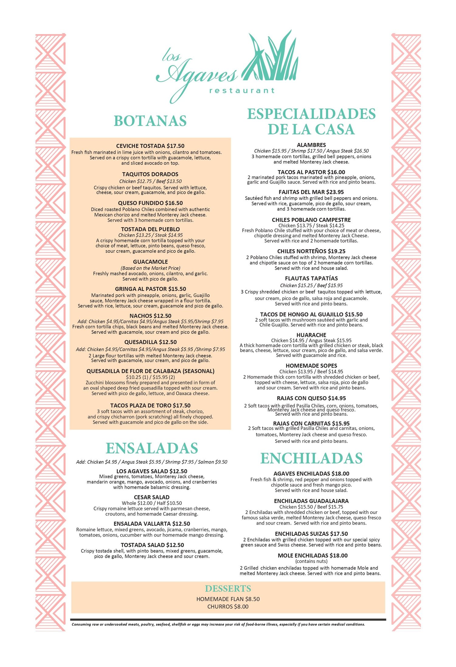 Santa Barbara Menu | Los Agaves Mexican Restaurant