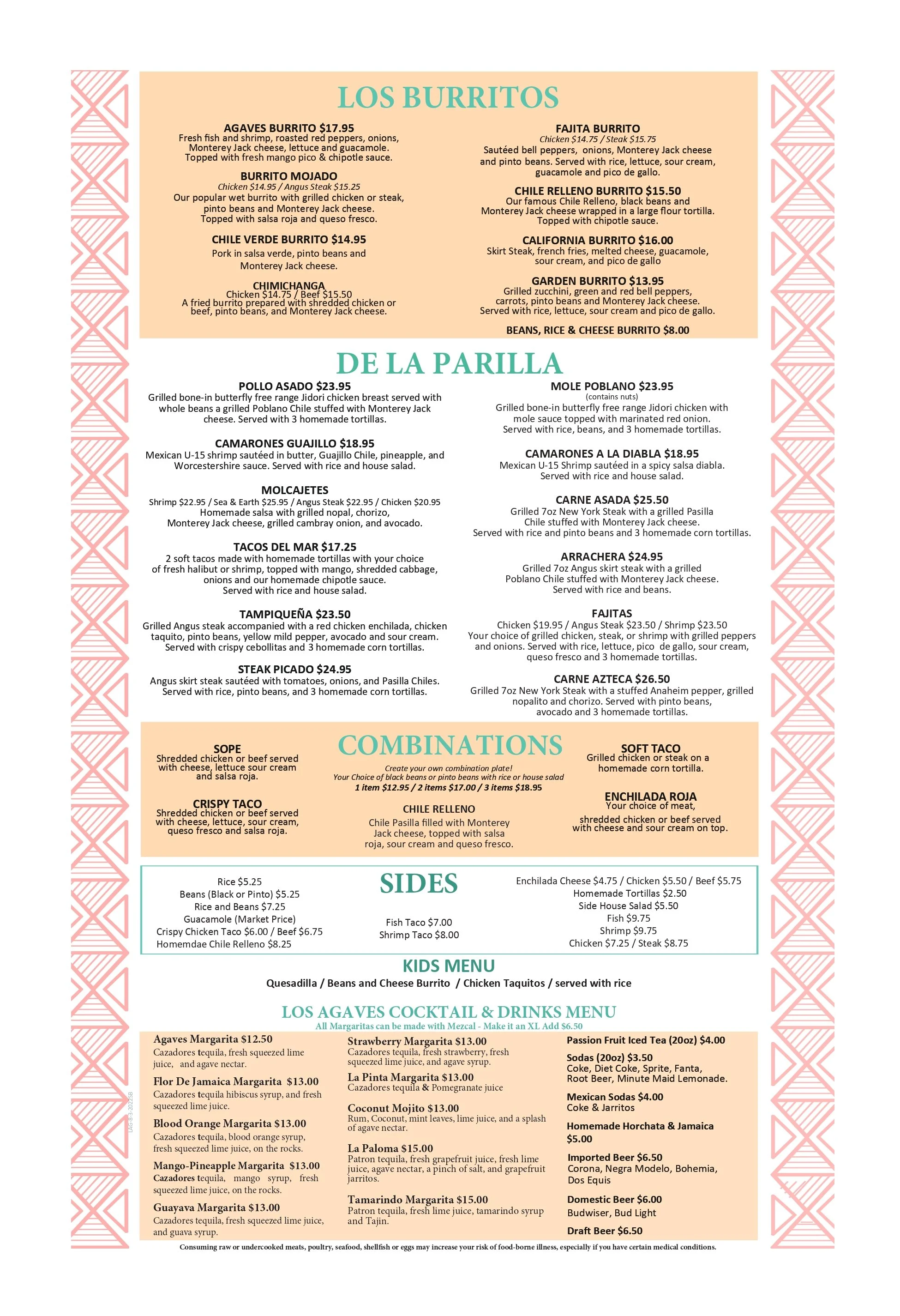 Santa Barbara Menu | Los Agaves Mexican Restaurant