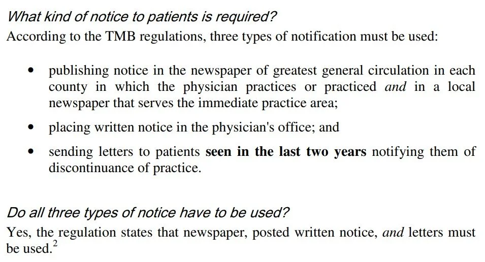 Sample Letters: Notify Patients of Physician Leaving Practice — Etactics