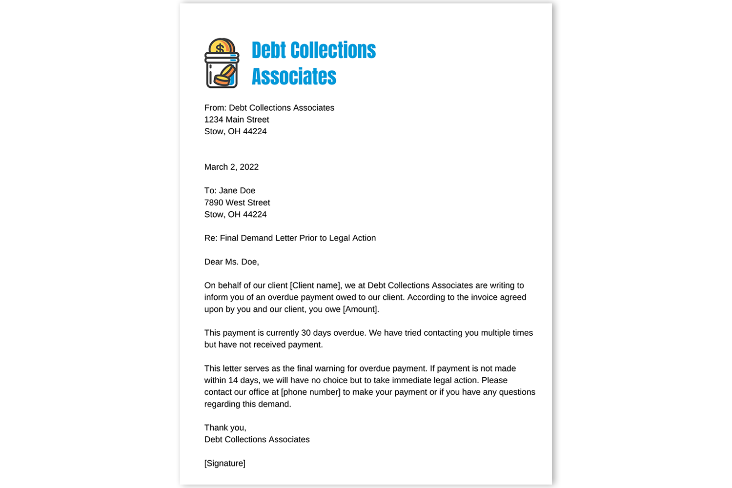 Debt Collection Letter Examples: Sample Letters and Templates Included ...