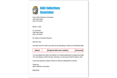 Debt Collection Letter Examples: Sample Letters and Templates Included ...