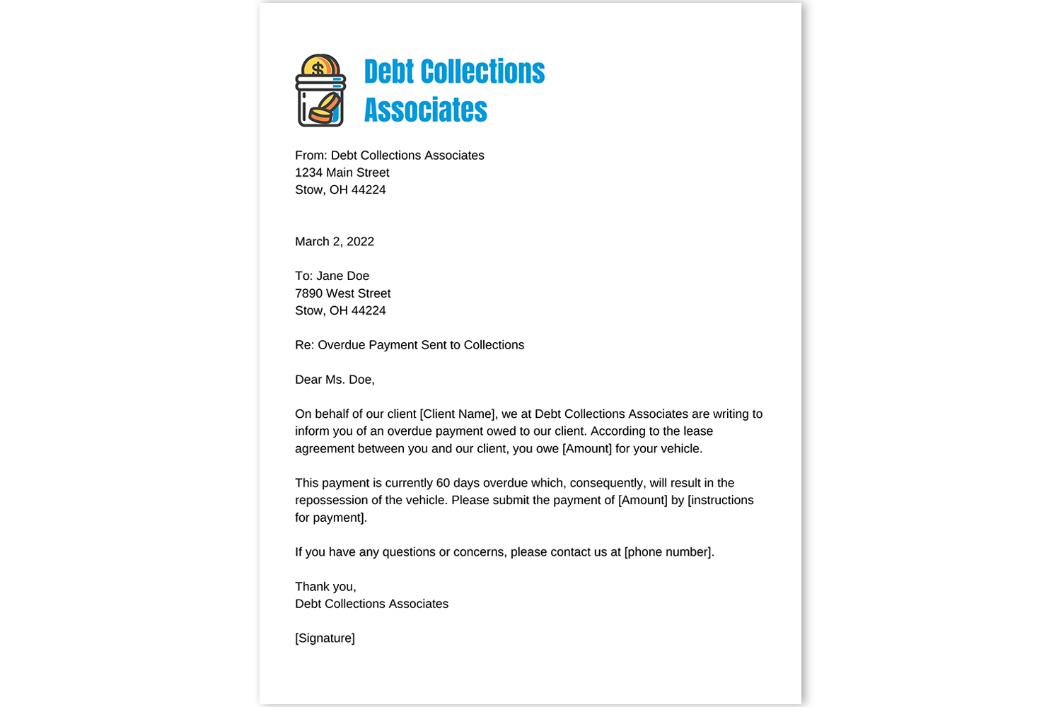 Debt Collection Letter Examples: Sample Letters and Templates Included ...