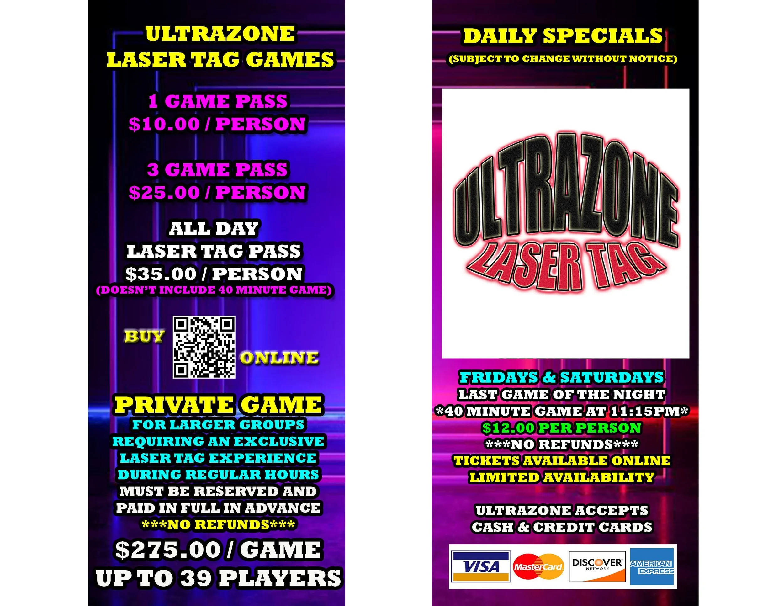 Hours & Pricing — ULTRAZONE