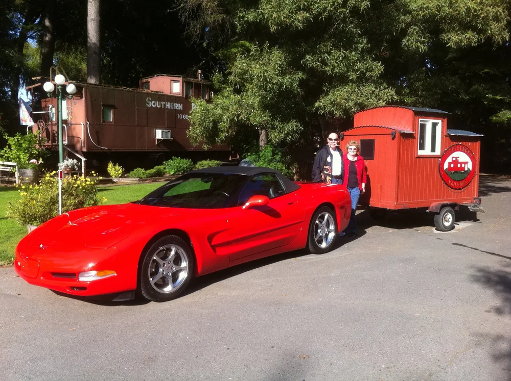 A hobo's RV - the caboose-shaped custom trailer