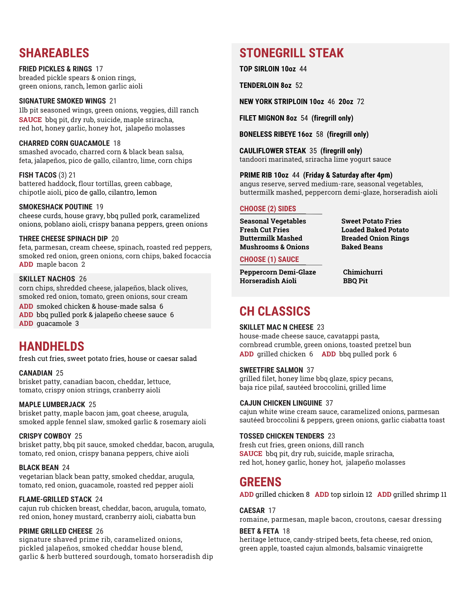 Menu — Crazy Horse Steakhouse and Saloon