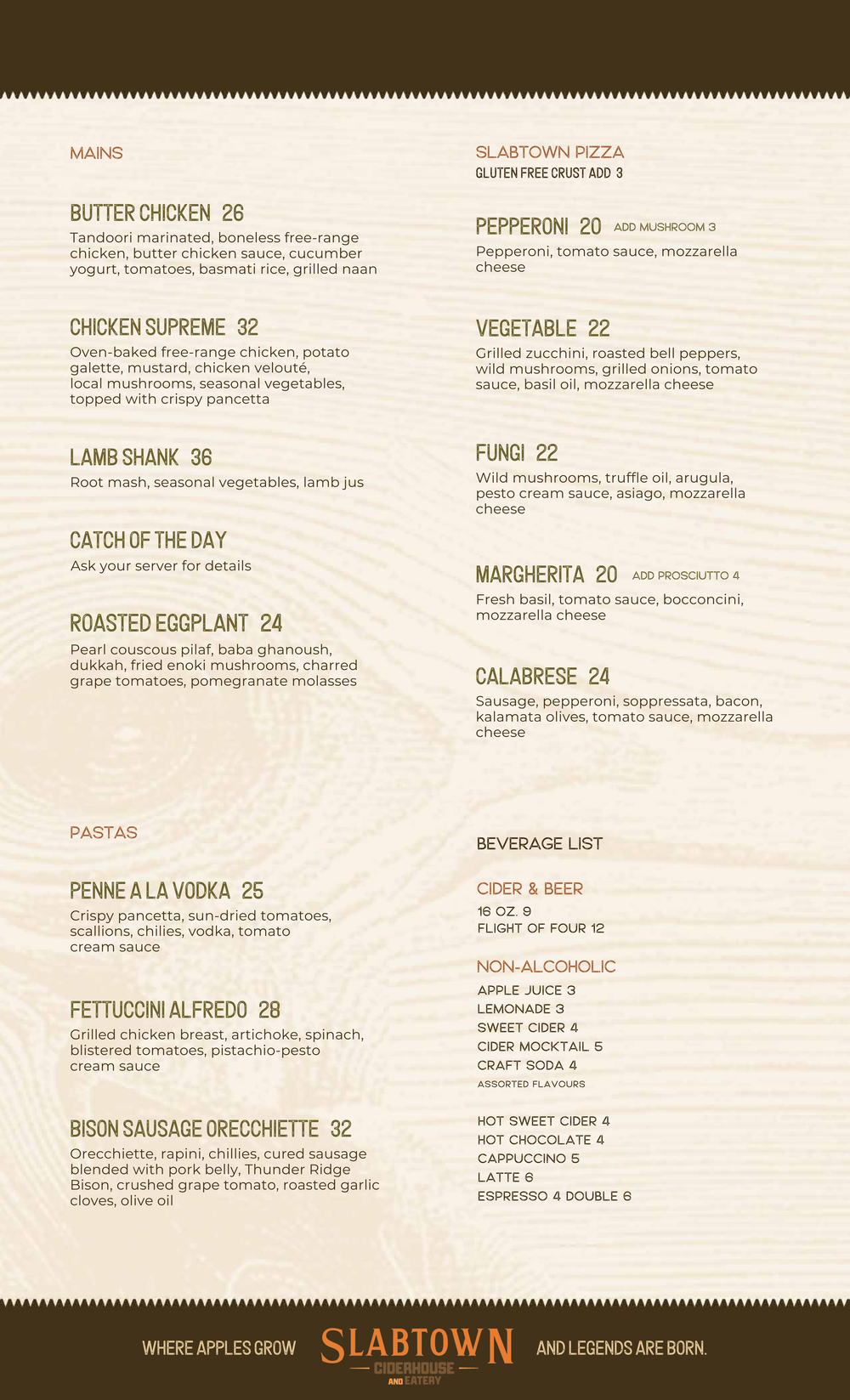 Menu — Slabtown Cider Co.