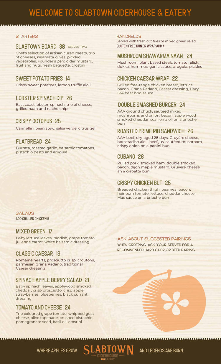 Menu — Slabtown Cider Co.