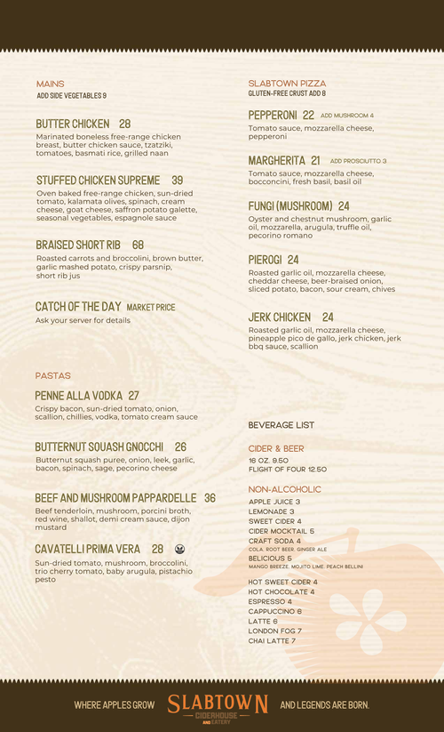 Menu — Slabtown Cider Co.